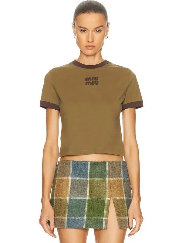 Miu Miu Baby Tee - Militare & Cacao