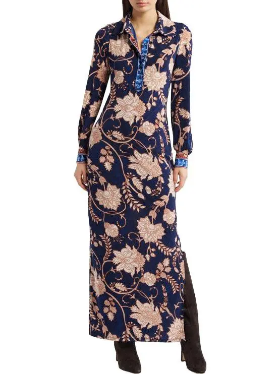 Julia Jordan Floral Print Long-sleeve Dress - Navy Multi