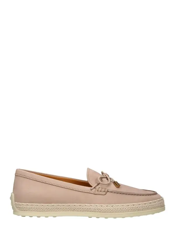 TOD'S Suede Laccetto Loafers - Nude