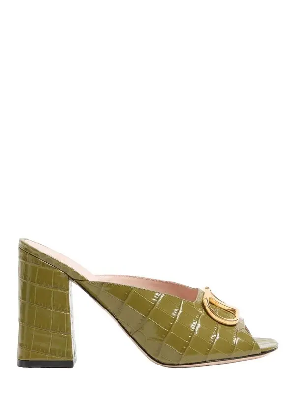 Valentino Garavani Vlogo Signature Leather Mules - Green