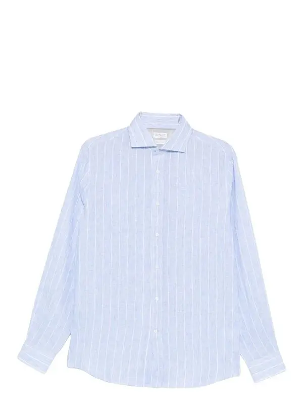 Brunello Cucinelli Striped Linen Shirt - Blue