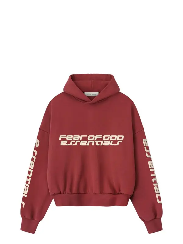 ESSENTIALS Heavy Fleece Cropped Relaxed Sweatshirt - Red