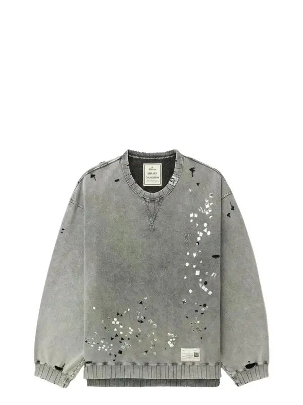 Mihara Yasuhiro Embellished Distressed Sweatshirt - Grey