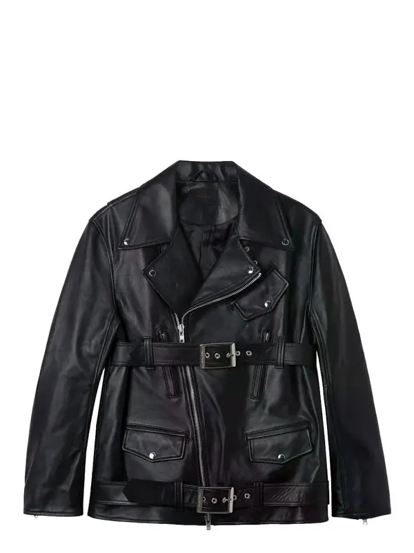 Simone Rocha Belted Leather Biker Jacket - Black