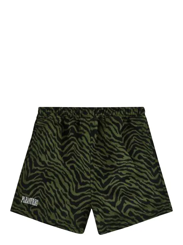 PLEASURES Breaker Fuzzy Stripe Shorts - Green