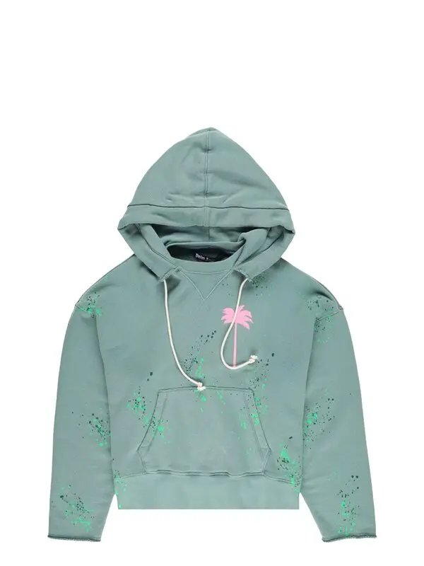Palm Angels Painted Raw Cut Hoodie - Green