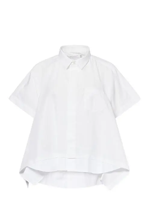 Sacai Asymmetric Short-sleeved Woven Shirt - Off White
