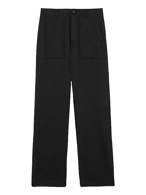 REISS Wide-leg Wool-blend Trousers - Black