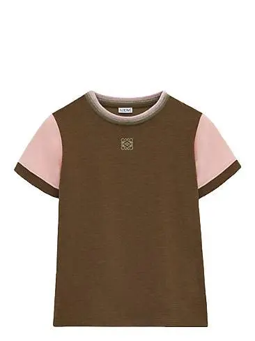 Loewe Colour-block Slim-fit Stretch Cotton-blend T-shirt - Khaki Green
