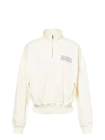 ADANOLA Sport Horizon Funnel-neck Cotton-jersey Sweatshirt - Marshmallow White