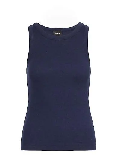 ME+EM Ribbed Stretch-cotton Vest Top - Navy Melange
