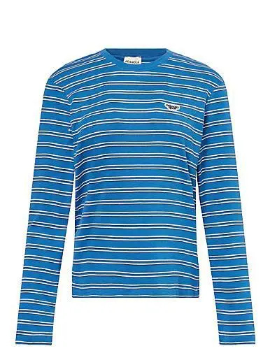 ADANOLA Rib Stripe Long-sleeve Cotton-jersey T-shirt - College Blue