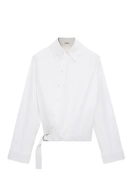 Loewe Draped Long-sleeve Cotton Blend Shirt - White