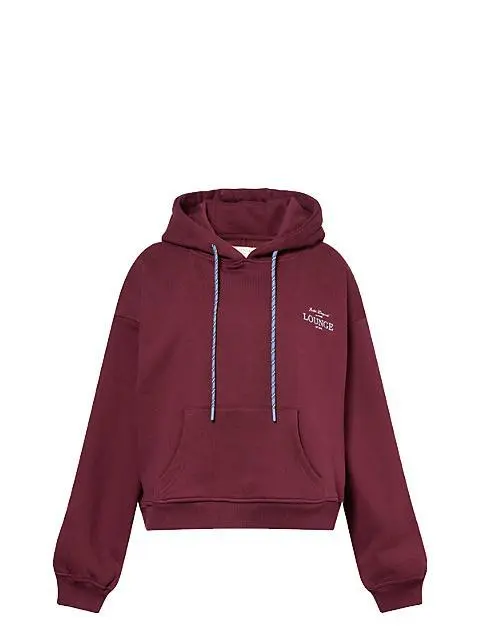 Lounge Oversized Logo-embroidered Cotton-jersey Hoodie - Cherry Lacquer