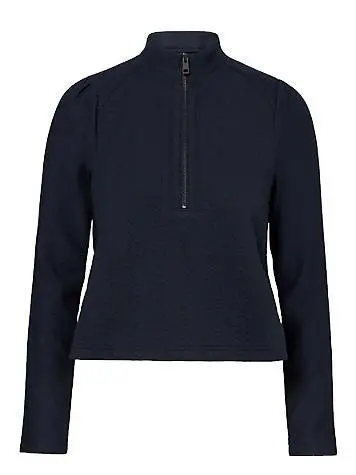 ME+EM Jacquard Half-zip Stretch-woven Top - Navy
