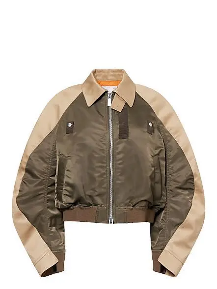 Sacai Contrast-twill Padded Shell Jacket - Khaki Beige