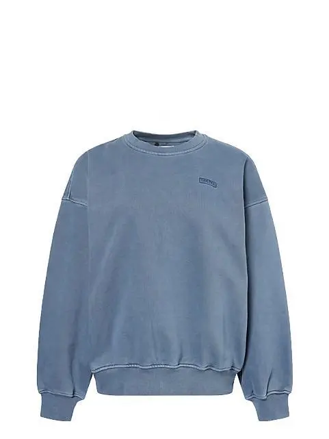 Lounge Oversized Cotton-jersey Sweatshirt With Logo - Washed Blue