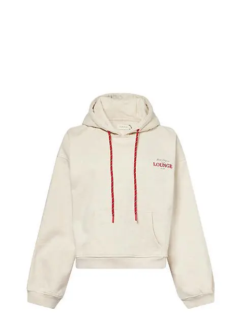 Lounge Oversized Logo-embroidery Cotton-jersey Hoody - Oat Marl