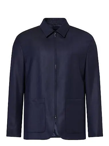 Giorgio Armani Collared Long-sleeve Wool-blend Jacket - Maritime Blue