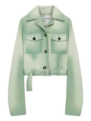 Loewe Notched-collar Cropped Leather Jacket - Sage