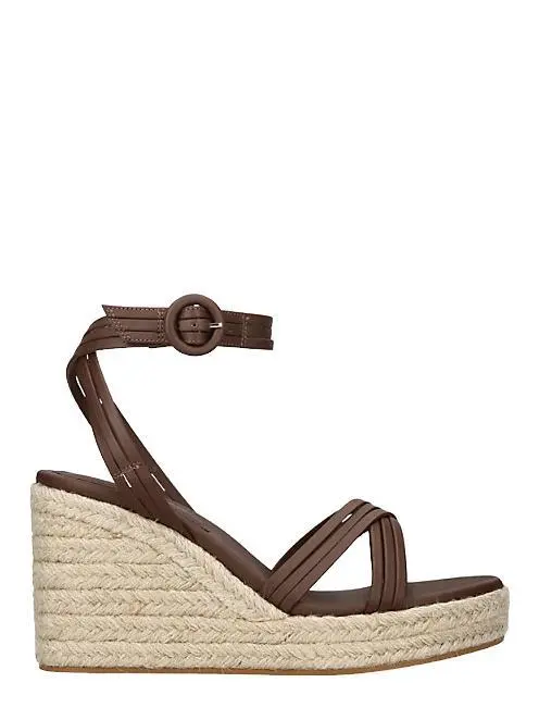 GIANVITO ROSSI Lianne Beach Wedge Leather Sandals - Brown