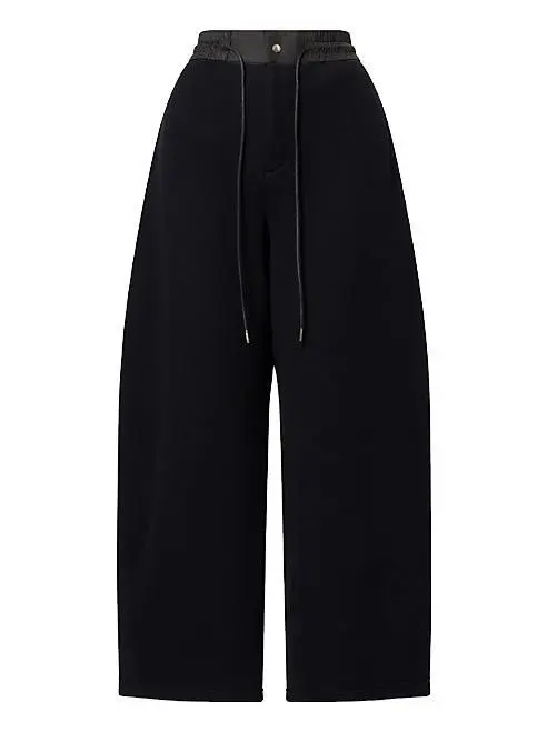 Sacai Drawstring Wide-leg Cotton-blend Jogging Bottoms - Black