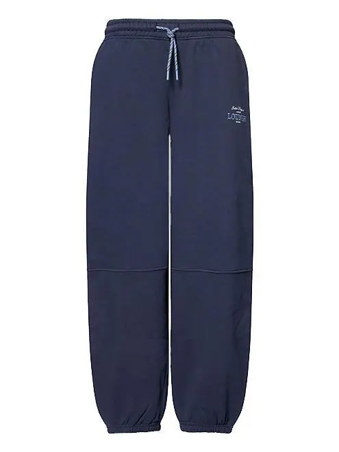 Lounge Cotton-jersey Jogging Bottoms With Logo Embroidery - Dark Blue