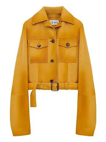 Loewe Cropped Leather Jacket - Light Tan