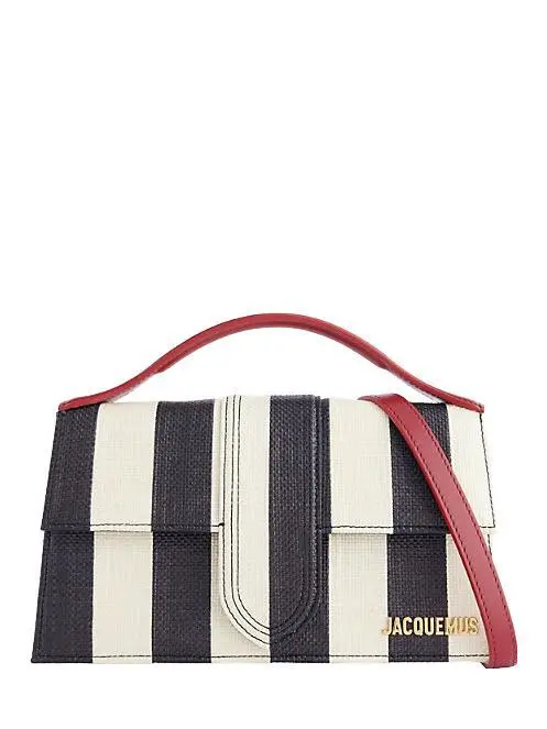 Jacquemus Le Bambino Large Woven Top Handle Bag - Natural / Black