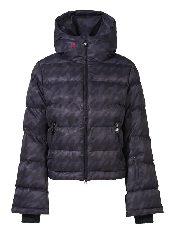 Perfect Moment Houndstooth Polar Flare Down Jacket - Black-houndstooth