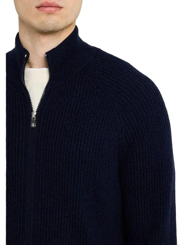 Brunello Cucinelli Cotton Rib Full-zip Cardigan - Navy