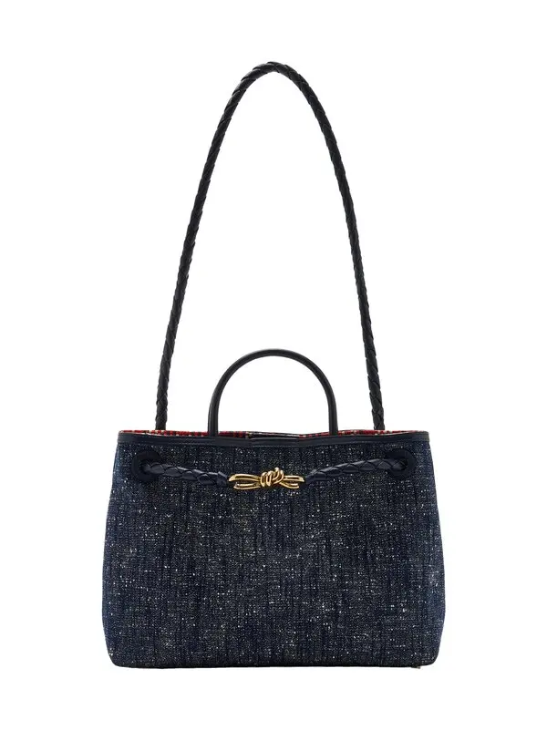 Bottega Veneta Medium Andiamo Denim-boucle Shoulder Bag - Blue