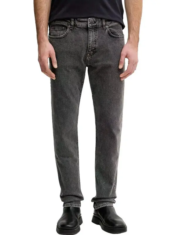 BOSS Straight-leg Jeans With Tonal Topstitching - Grey