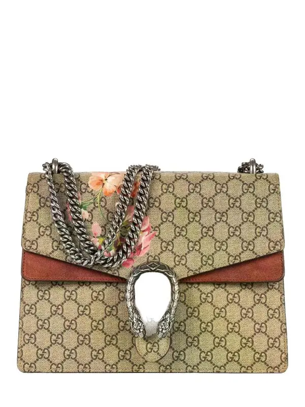 Gucci Floral Print Bag With Chain - Neutrals