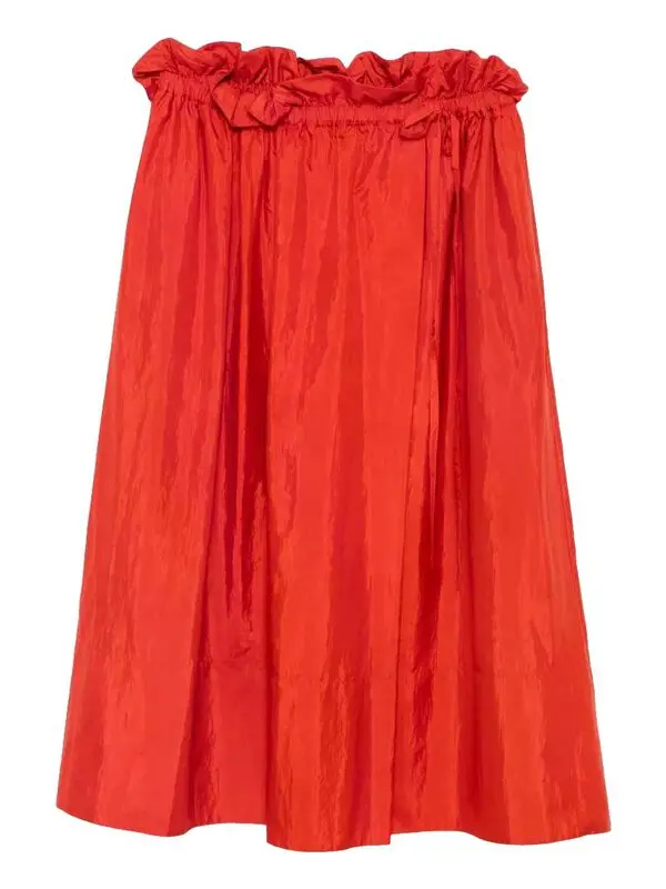 JIL SANDER Ruffled Midi Skirt - Red