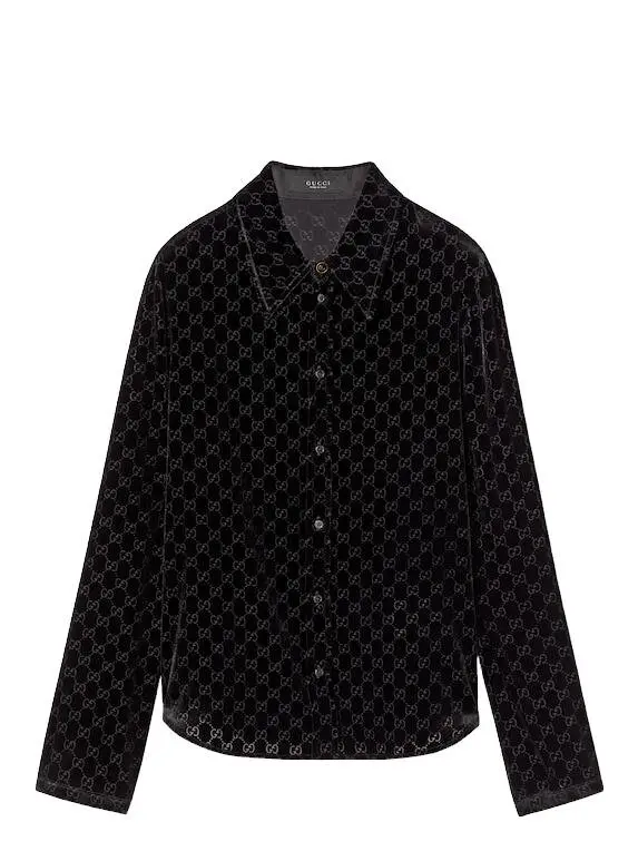 Gucci Stretch Gg Velvet Devoré Shirt - Black