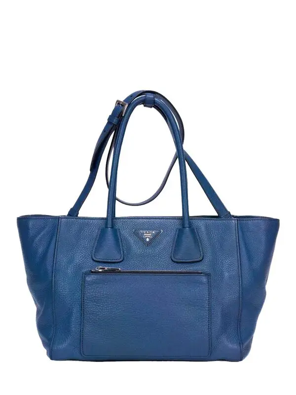 Prada Daino Logo-plaque Tote Bag - Blue
