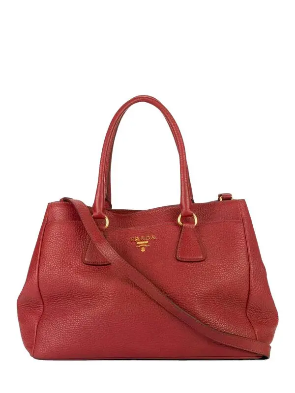 Prada Leather Tote Bag - Red