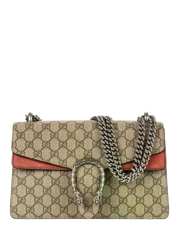 Gucci Silver-tone Chain Print Shoulder Bag - Neutrals