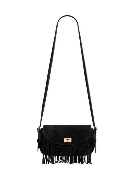 Sandro Mini Mambo Suede Bag - Black