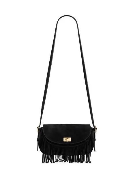 Sandro Mini Mambo Suede Bag - Black