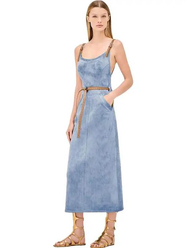 Alexis Melina Suede Midi Dress - Blue