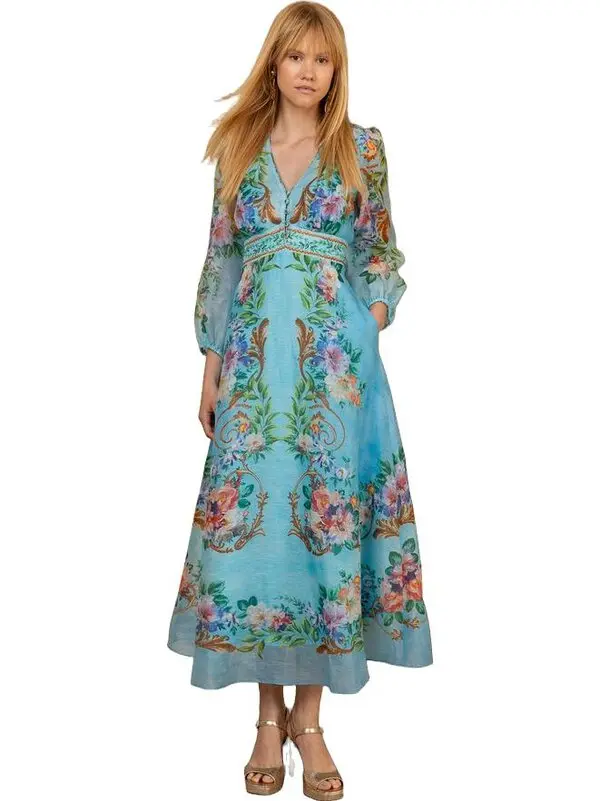 Hale Bob Frida Organza Maxi Dress - Blue