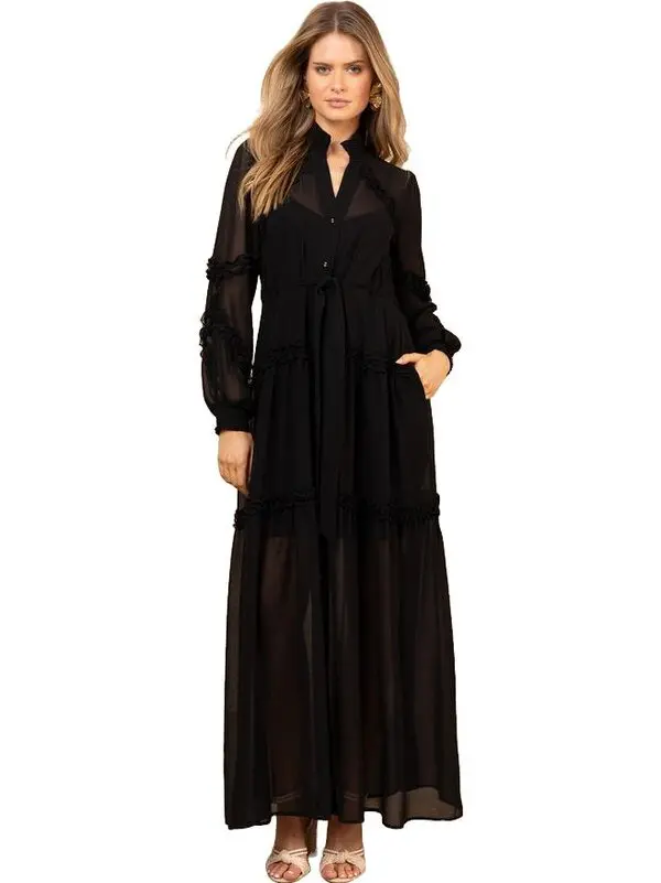 Hale Bob Meghan Chiffon Maxi Dress - Black