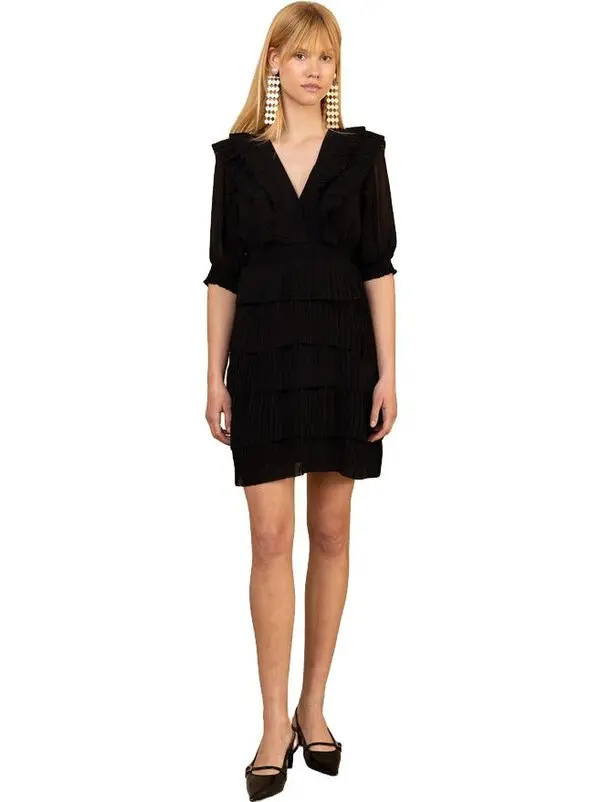 Hale Bob Zoya Chiffon Dress - Black