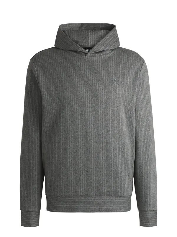 BOSS Regular-fit Pinstripe Cotton Hoodie - Grey
