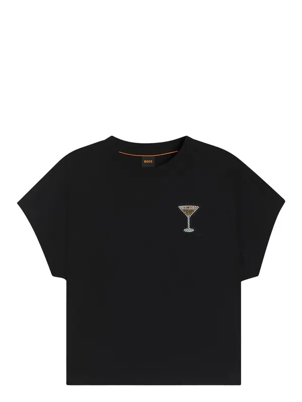 BOSS Crystal-artwork Cotton Jersey T-shirt - Black