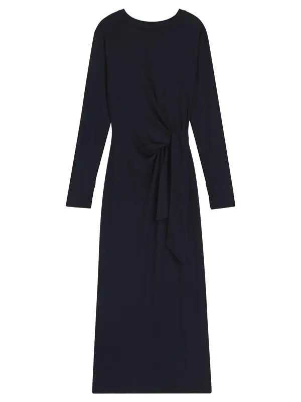 BOSS Knotted Waist Long-sleeve Dress - Dark Blue