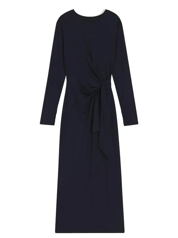 BOSS Knotted Waist Long-sleeve Dress - Dark Blue