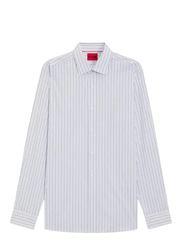 Hugo Modern-fit Shirt In Striped Cotton - White